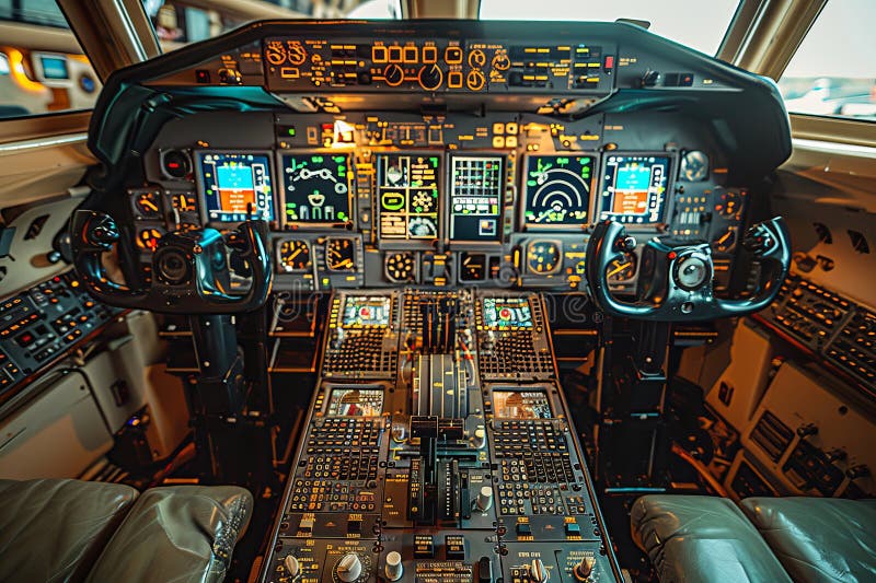 Cockpit Control Panel of a Vintage Two Seater Small Airplane with ...