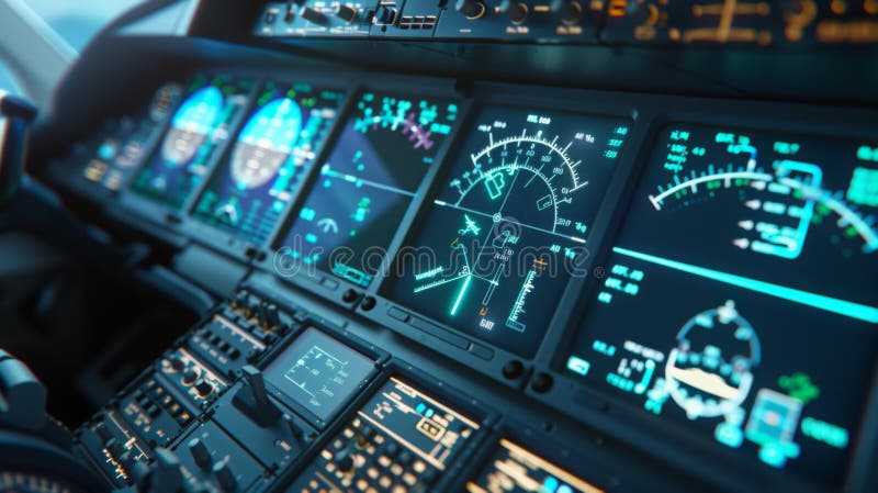 Cockpit Dashboard at High Altitude during Day Flight Stock Photo ...