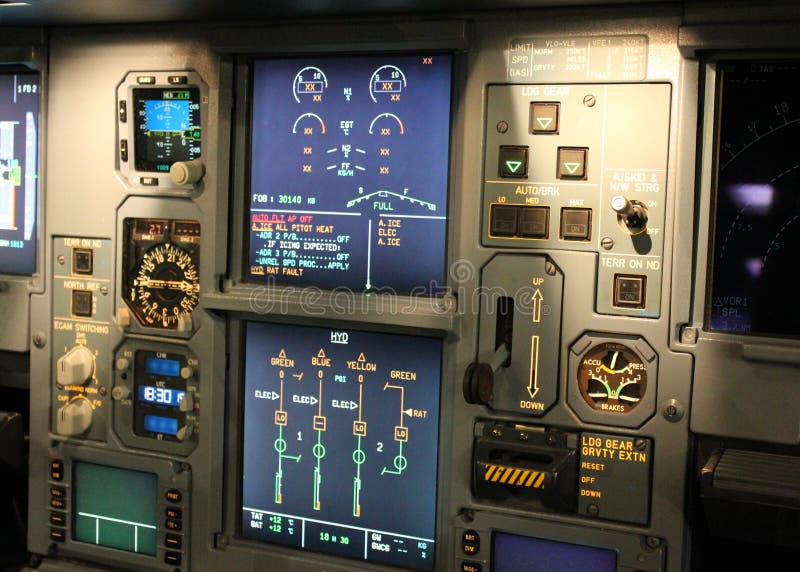 Airbus A380 Cockpit stock image. Image of test, panel - 29669673