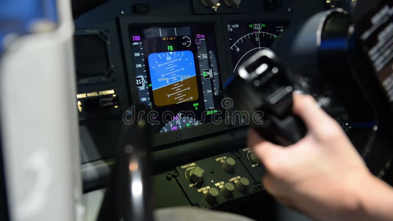 Cockpit Display Panel while Aircraft Turn Left Stock Video - Video of ...