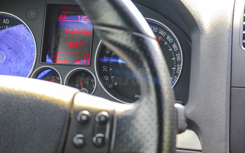 Cockpit Display and Steering Wheel in the Car Bremen Germany Editorial ...