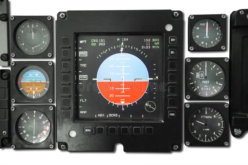 Airplane Glass Cockpit Display With Weather Radar And Engine Gauges ...