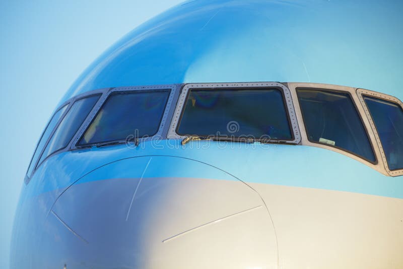 Front View of a Plane Cockpit Stock Photo - Image of flying, industry ...