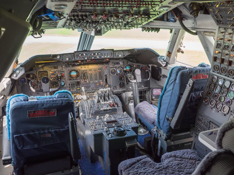 Cockpit of a jumbo jet stock photo. Image of inside, board - 34813668