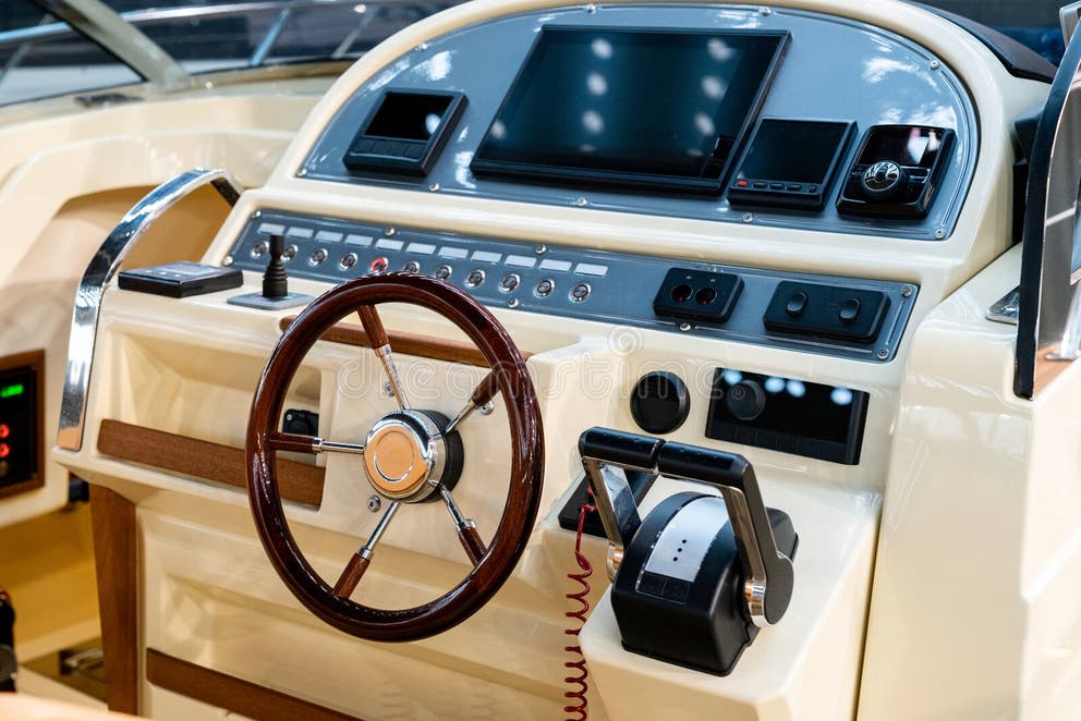 Cockpit of Luxury Yacht with Dashboard. Stock Photo - Image of boat, nautical: 312452670
