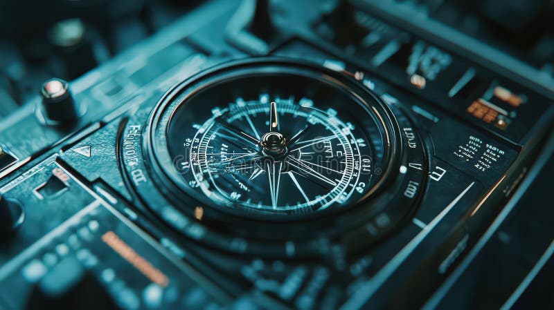 Cockpit Navigation Compass Closeup Airplane Interior High-detail Image ...