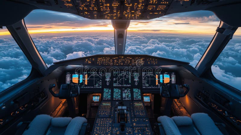 The Cockpit Offers a Panoramic View of Clouds Illuminated by the ...