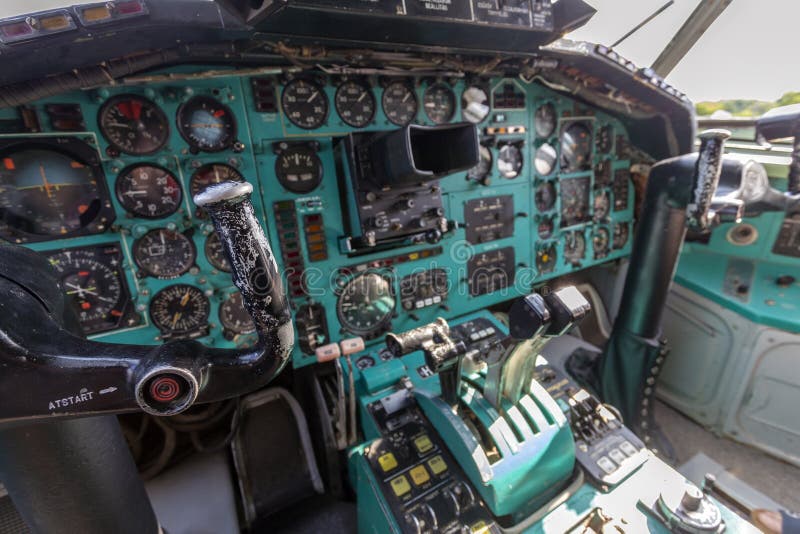 Cockpit of an Old Russian Airplane Stock Image - Image of helm, machine ...