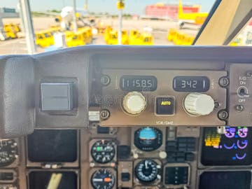 Cockpit Pilot Flight Deck Display. Throttle Jet Cabin with Control ...