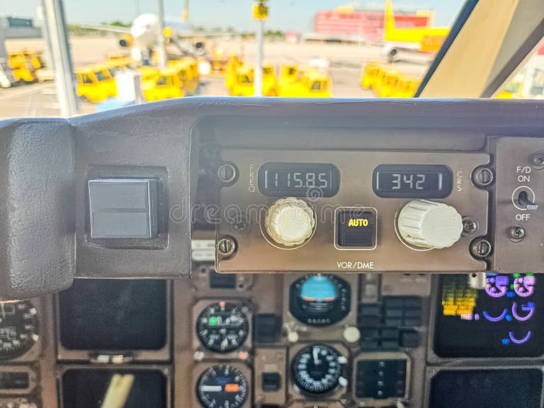 Cockpit Pilot Flight Deck Display. Throttle Jet Cabin with Control ...