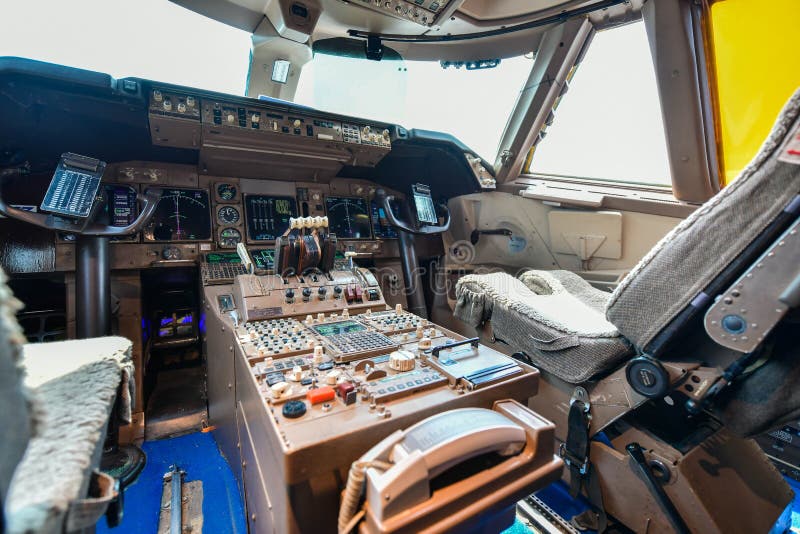 Interior of the Cockpit Airplane Stock Photo - Image of captain ...