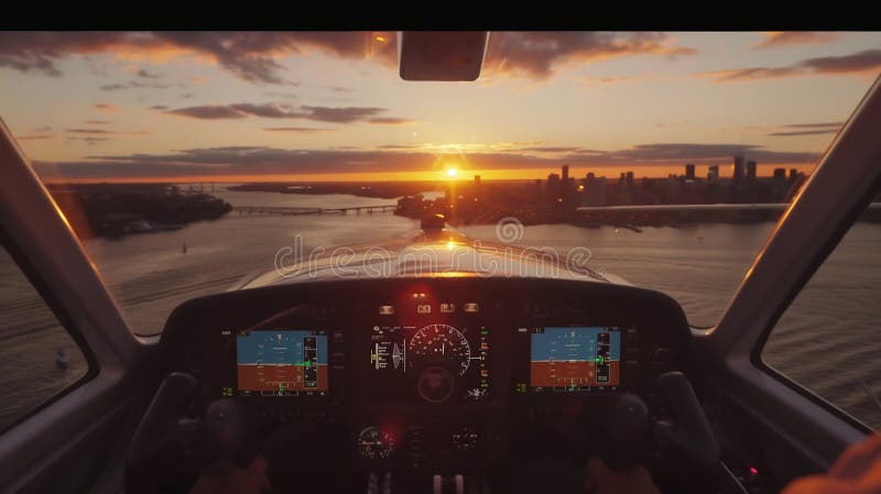 Cockpit Pilot Flight Deck Display. Throttle Jet Cabin with Control ...