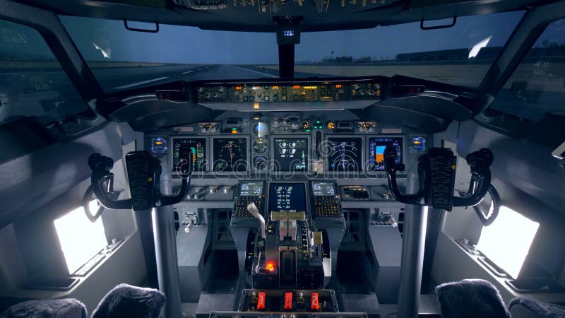 An Empty Cockpit of a Plane. Stock Video - Video of airplane, dashboard ...