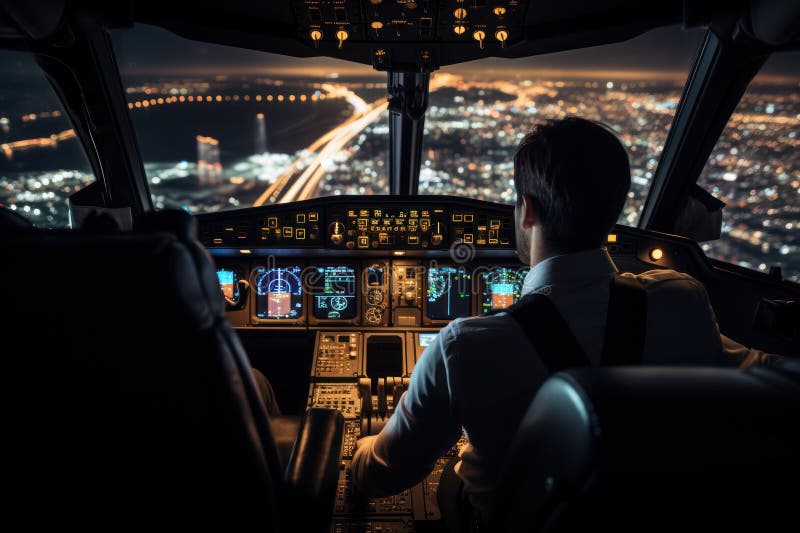 Cockpit of Plane Inside View, Airplane Flight Deck , Generative AI ...