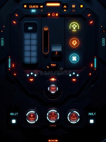 Cockpit of a Spaceship with Control Panel and Control Buttons. Scifi ...