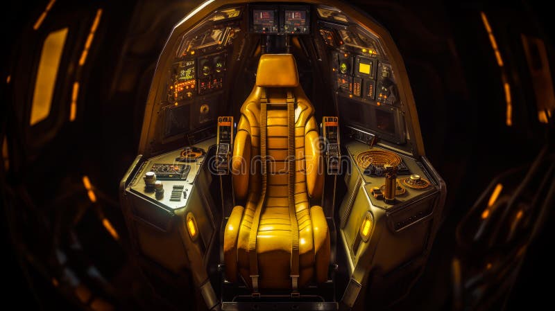 The Cockpit of Spaceship in the Dark. Generative AI Stock Illustration ...