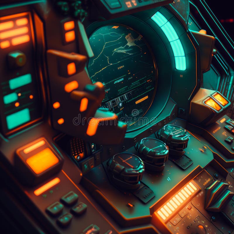 The Cockpit of Spaceship is Shown in this Image. Generative AI Stock ...