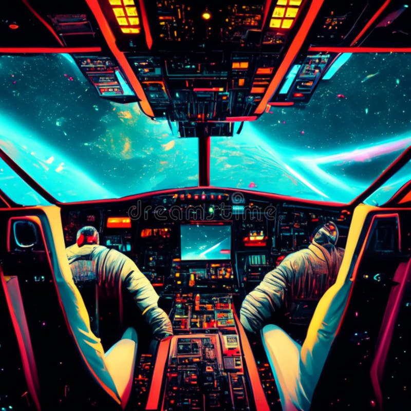 Cockpit of a Spaceship with a View from the Window. Generative AI Stock Photo - Image of pilot ...