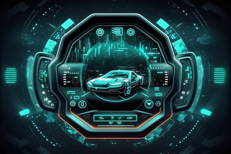 Cockpit and Steering Wheel of Futuristic Autonomous Car. Generative AI ...