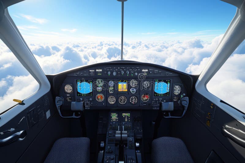 Cockpit View of an Aircraft Flying Above the Clouds during Daylight ...
