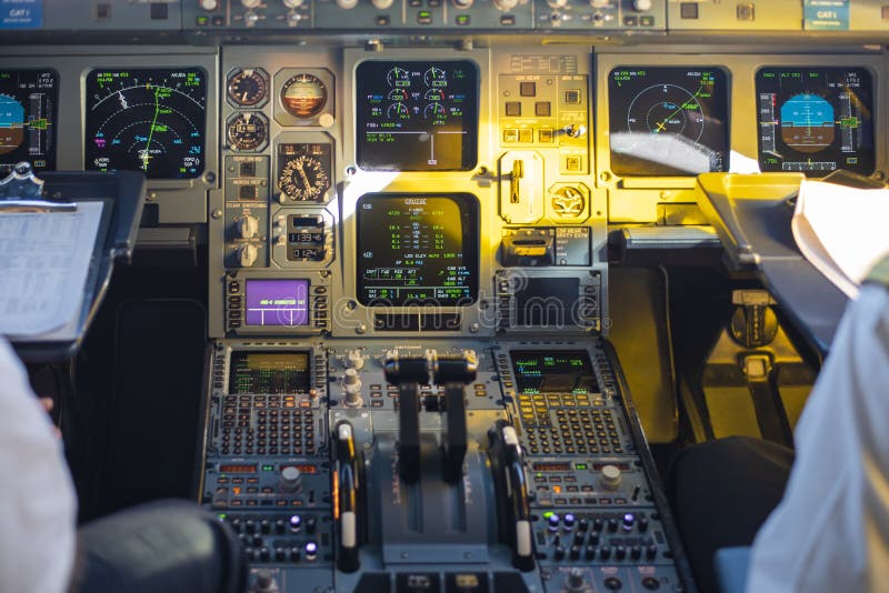 Cockpit View of an Airplane in Flight Stock Photo - Image of aviation ...