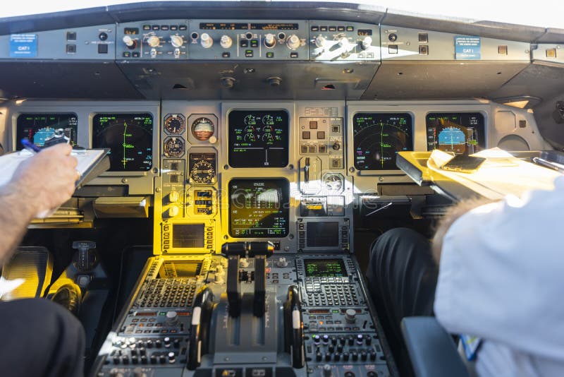 Cockpit View of an Airplane in Flight Stock Image - Image of passenger ...