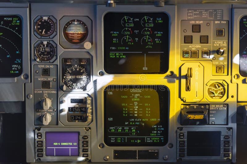 Cockpit View of an Airplane in Flight Stock Image - Image of panel ...