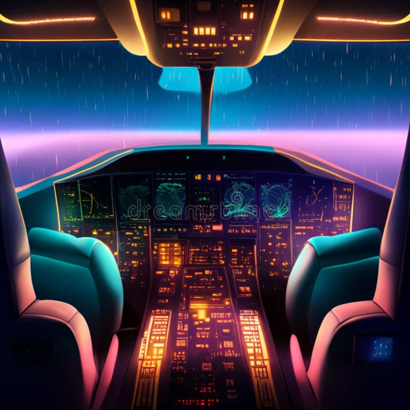 Cockpit View from the Inside of a Spaceship. Vector Illustration AI ...
