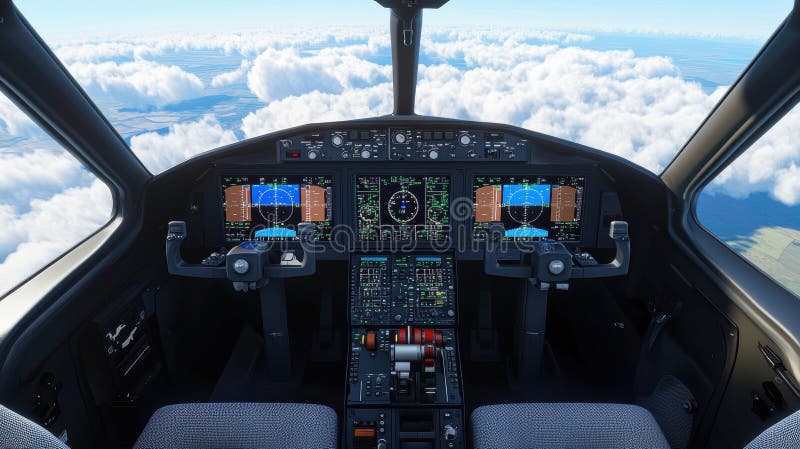 Cockpit View of a Modern Aircraft Showcasing Advanced Instruments and ...