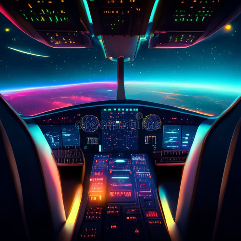 Cockpit of Airplane with Window View from Inside. Vector AI Generated ...