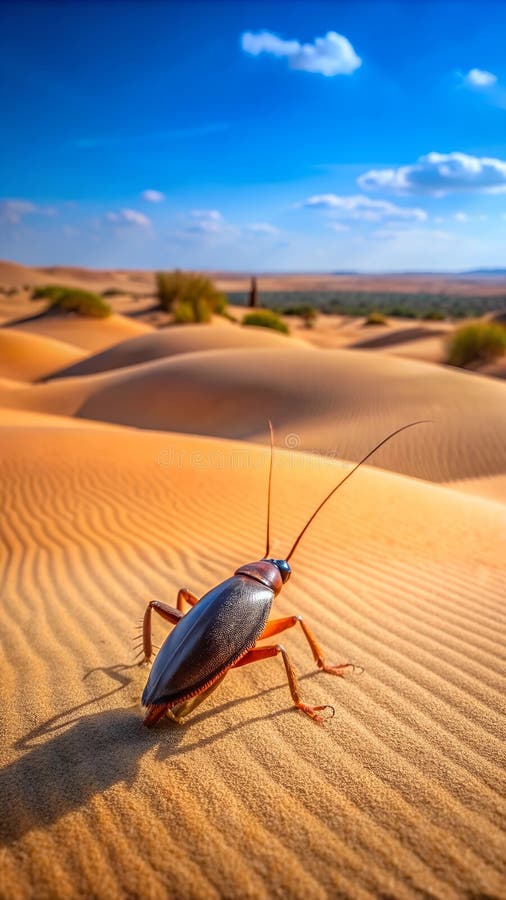 Cockroach bug goes desert stock illustration. Illustration of graphic ...