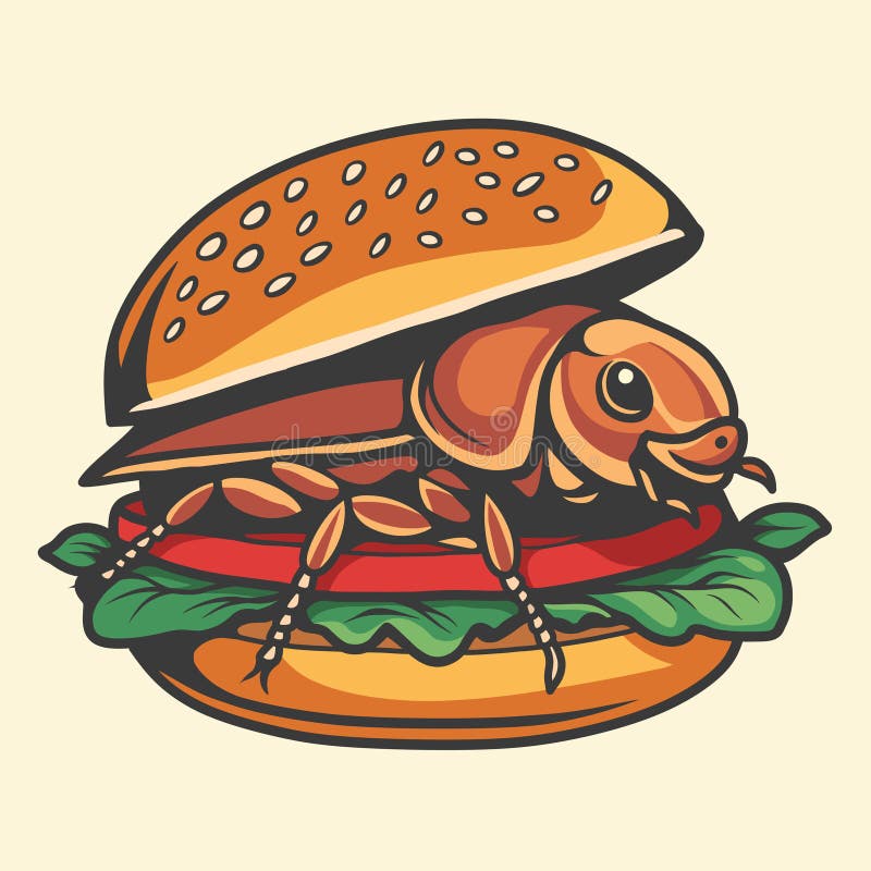 Cockroach in a Burger stock vector. Illustration of cheeseburger ...