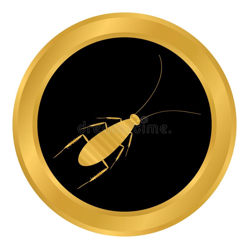 Golden 3d Cockroach Icon Isolated on White Background Stock ...