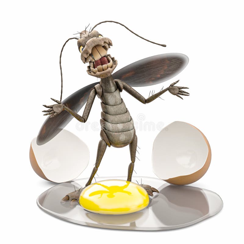 Cockroach Cartoon is on the Broken Egg Stock Illustration ...
