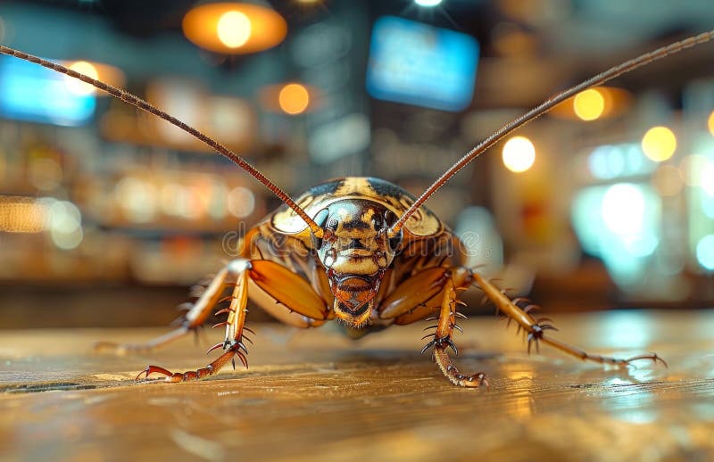 Cockroach Crawling on the Table in the Restaurant Stock Photo - Image ...