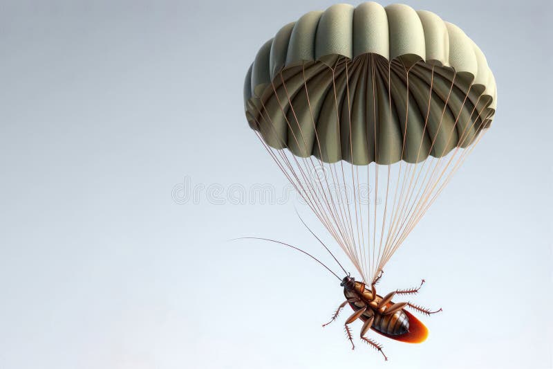 Cockroach Descending on a Parachute. Space for Text. Stock Photo ...