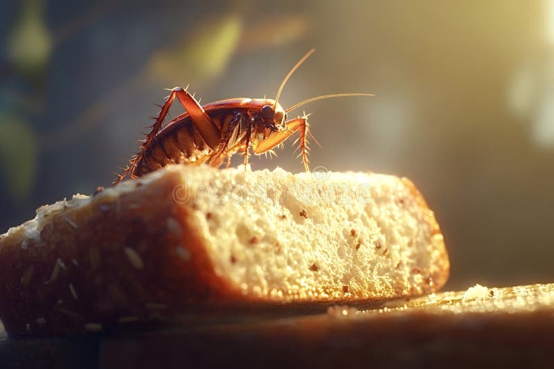 Cockroach Eating Bread: Unsanitary Food and Kitchen Hygiene Problems ...