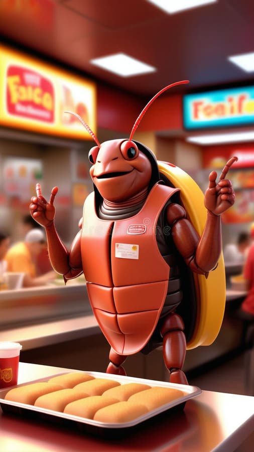 Cockroach in Fast Food Restaurant. Ai Generated Stock Illustration ...
