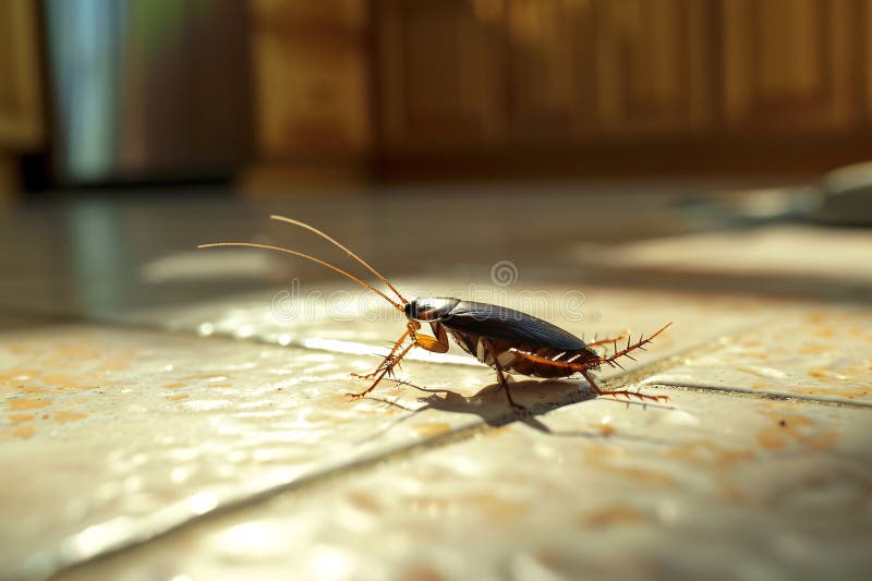 Cockroach on the floor stock illustration. Illustration of horror ...