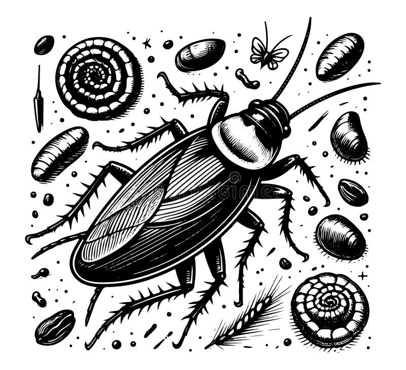 Cockroach Hand Drawn Vector Illustration Stock Vector - Illustration of ...