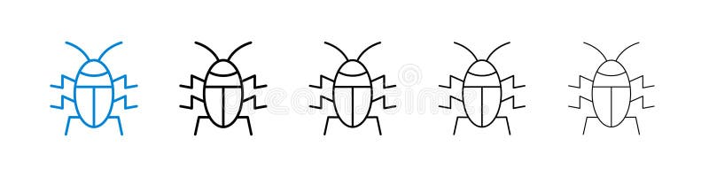 Cockroach Line Icon Isolated on White Background Stock Vector ...