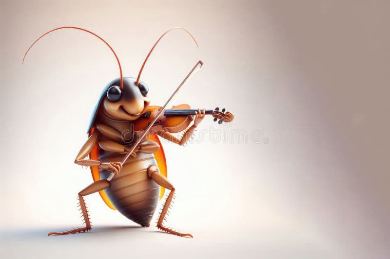 Cockroach Playing the Violin. Space for Text. Stock Photo - Image of ...