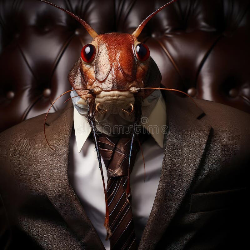 Cockroach in suit and tie stock illustration. Illustration of gangster ...
