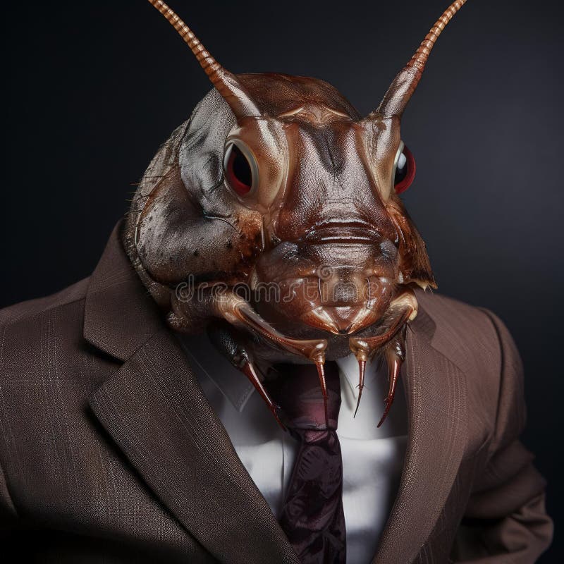 Cockroach in suit and tie stock illustration. Illustration of gangster ...