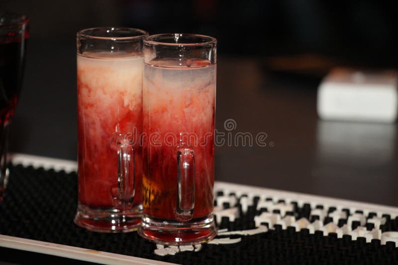 Cocktail Alcoholic Red Shot on the Bar Stock Image - Image of sweet ...