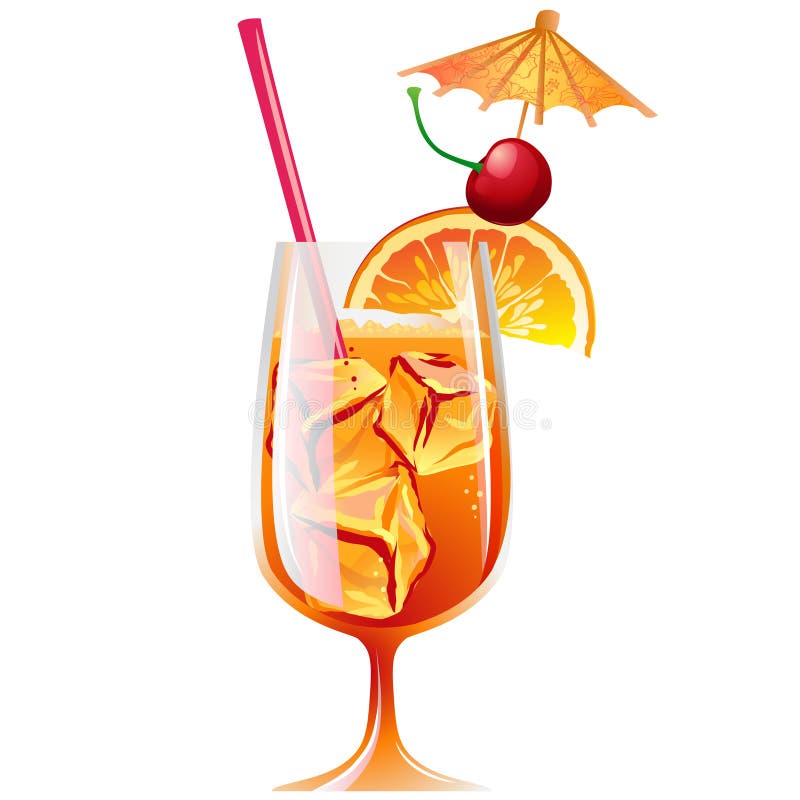 Illustration with Bahama Mama Cocktail Stock Vector - Illustration of ...
