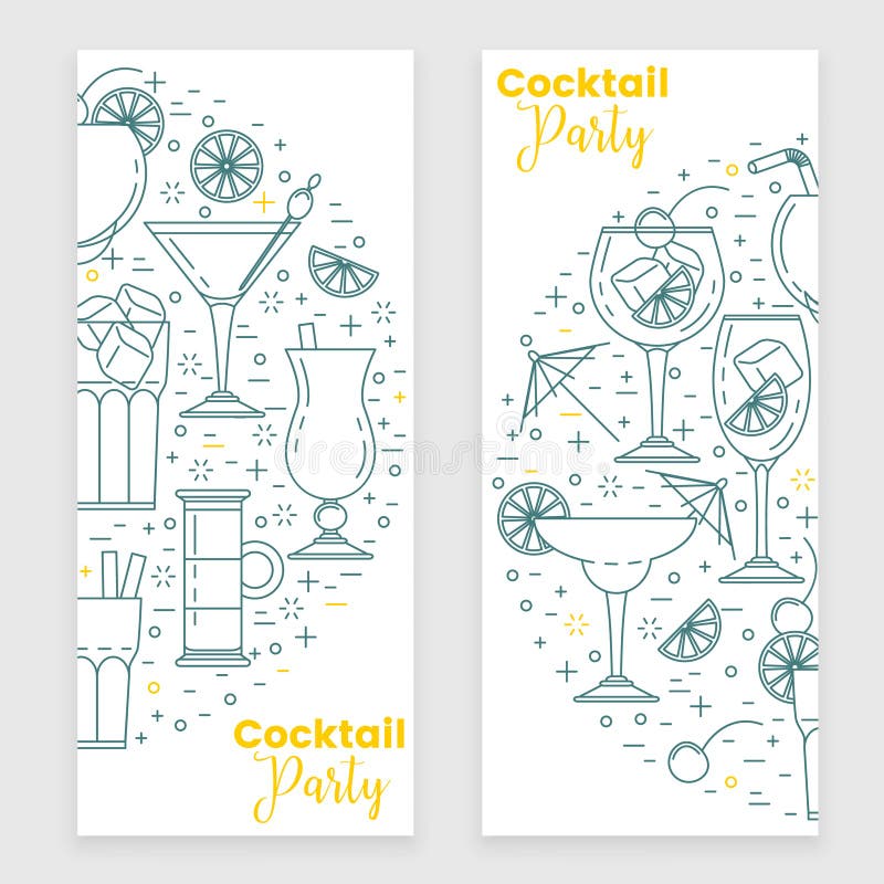 Cocktail Banner with Martini Stock Illustration - Illustration of ...