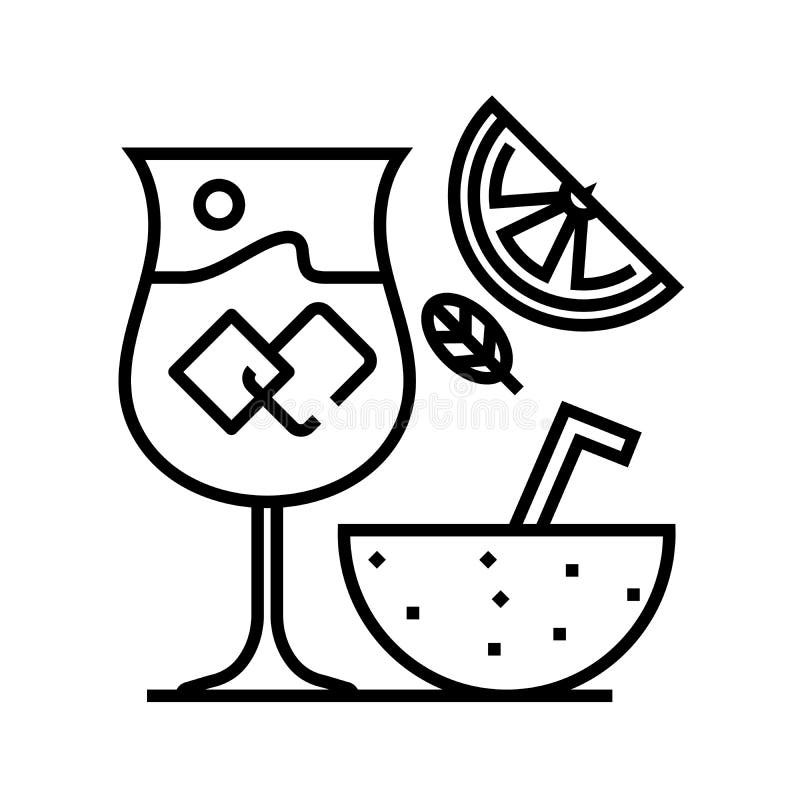 Cocktail Bar Line Icon, Concept Sign, Outline Vector Illustration ...