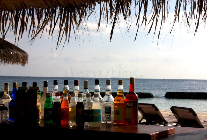 Cocktail Bar in a Tropical Beach Editorial Stock Photo - Image of chair ...
