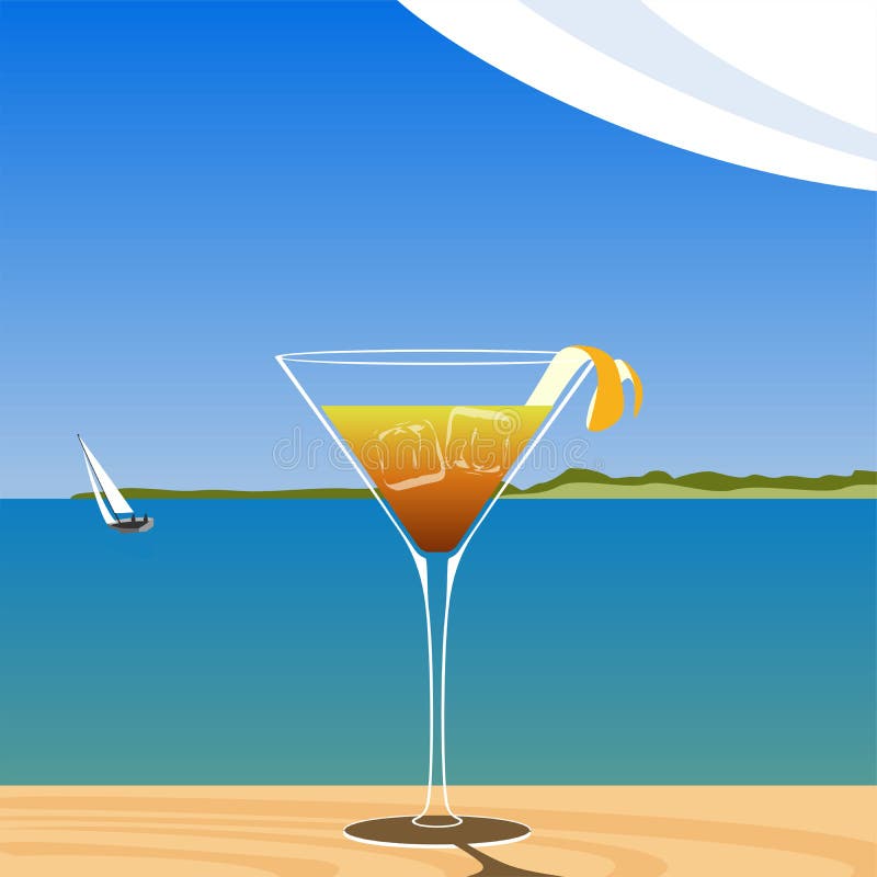 Cocktail on the beach stock vector. Illustration of drawing - 32256007